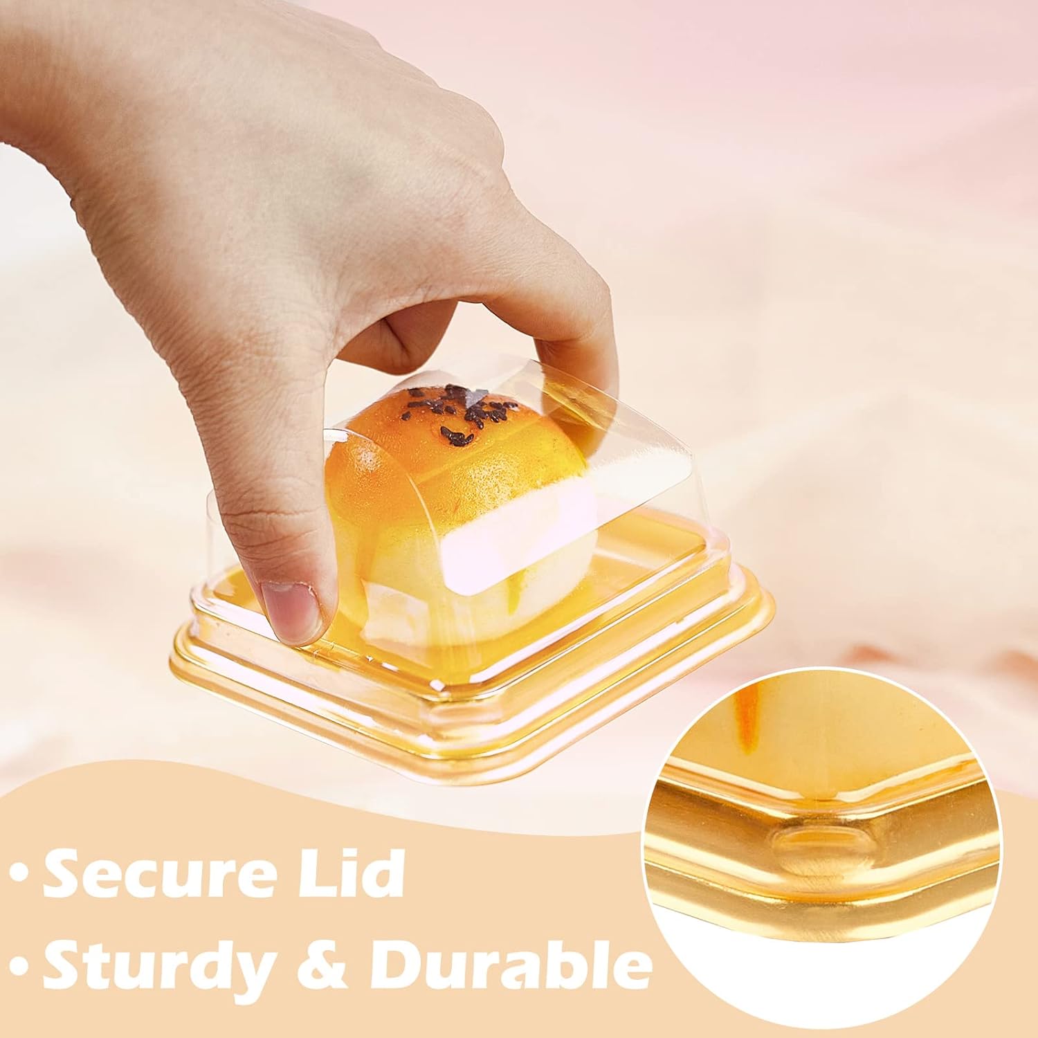 Buy 50 Pack Mini Cake Boxes Clear Plastic Square Cake Containers with ...