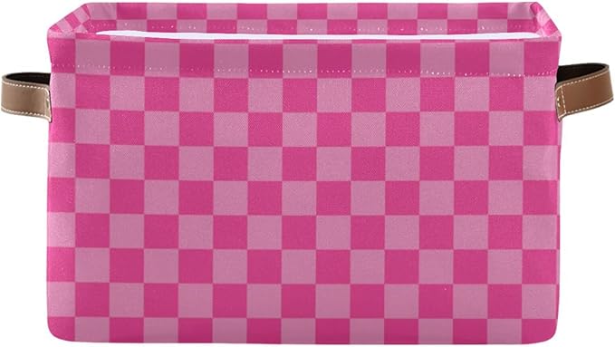 Amazon.com: Emelivor Pink Checkered Storage Basket Bins Foldable ...