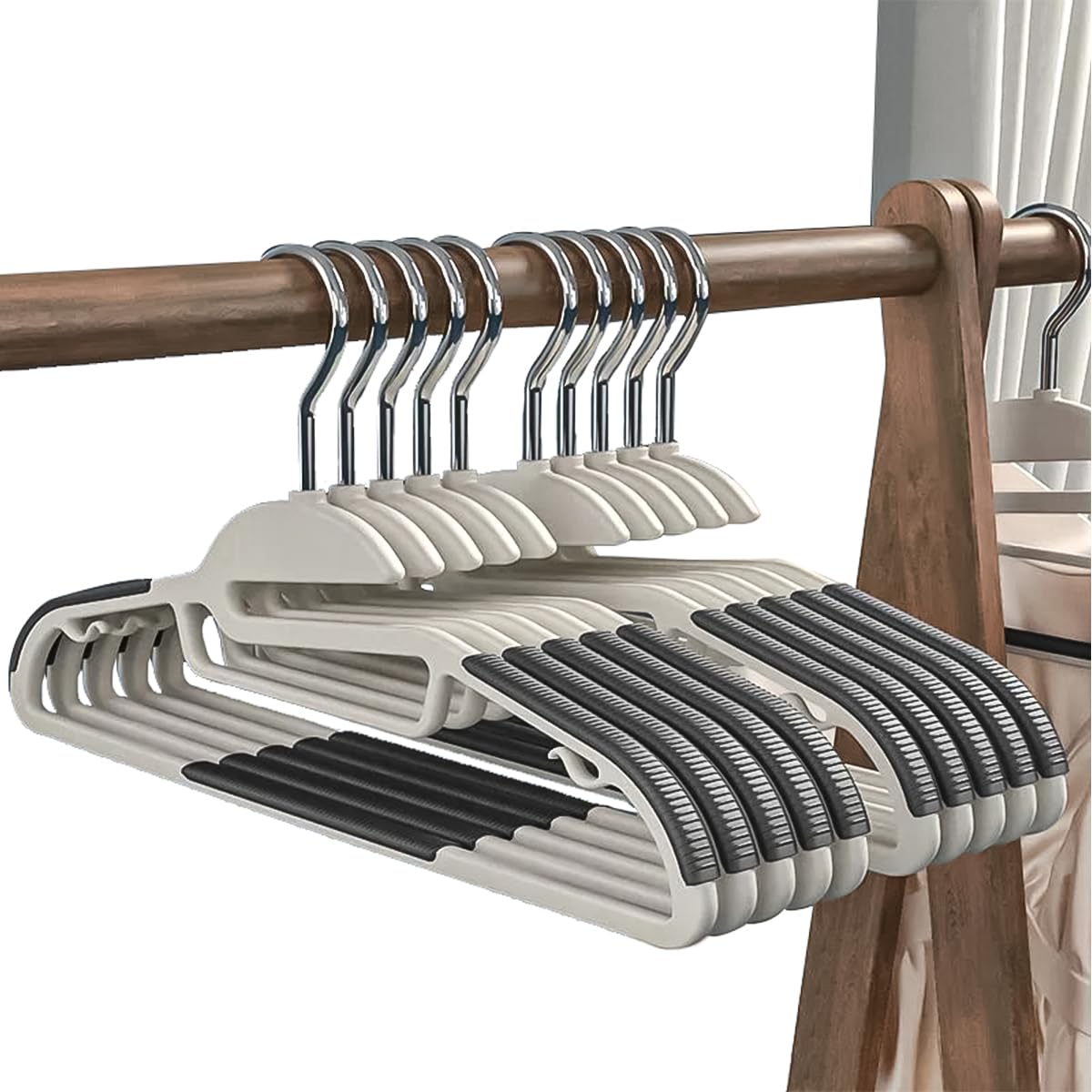 HASTHIP® 10pcs Plastic Clothes Hangers Dry Wet Hangers Space Saving ...