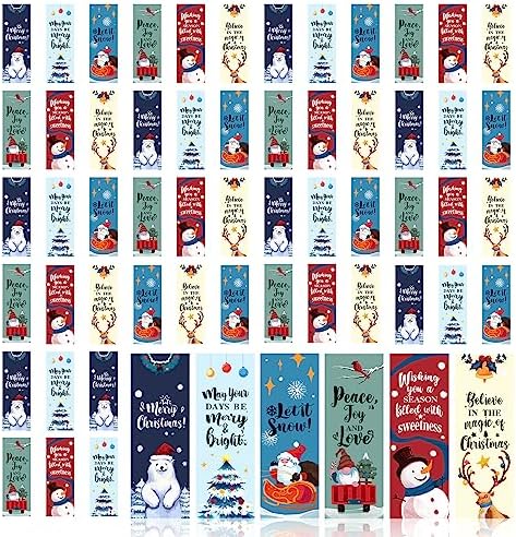 Amazon.com: Qeeenar 48 Pieces Christmas Winter Bookmarks Cute Christmas ...