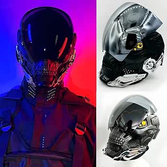 Amazon.com: DOLEDOLEN Fearsome Warrior Mask, Half Skull Face Mask Set ...