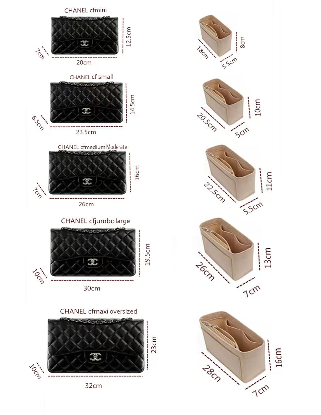 Chanel Bag Size Chart