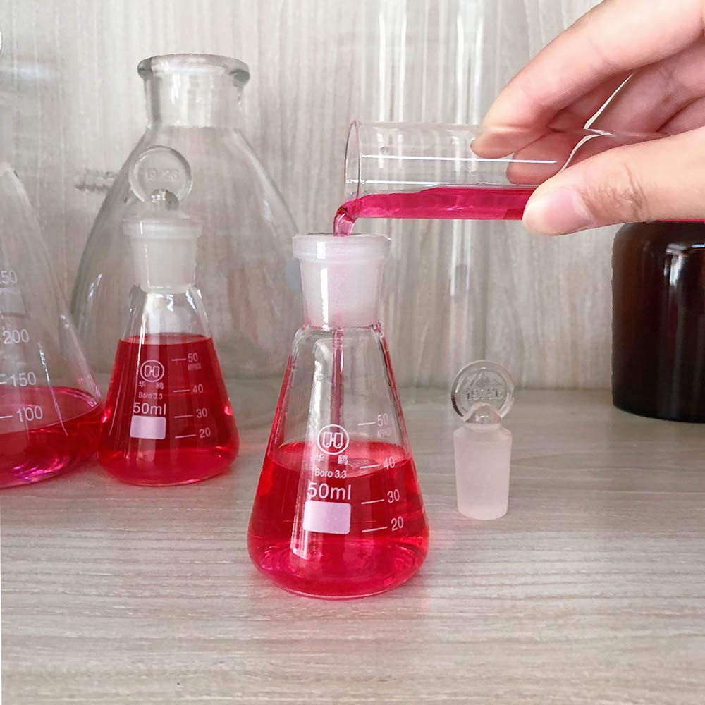 Snapklik.com : HUAOU 50ml Glass Erlenmeyer Flask, Laboratory Glassware ...