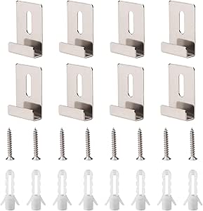 8 Pcs Silver Metal Mirror Mounting Hardware - Wall Clip Mount for ...