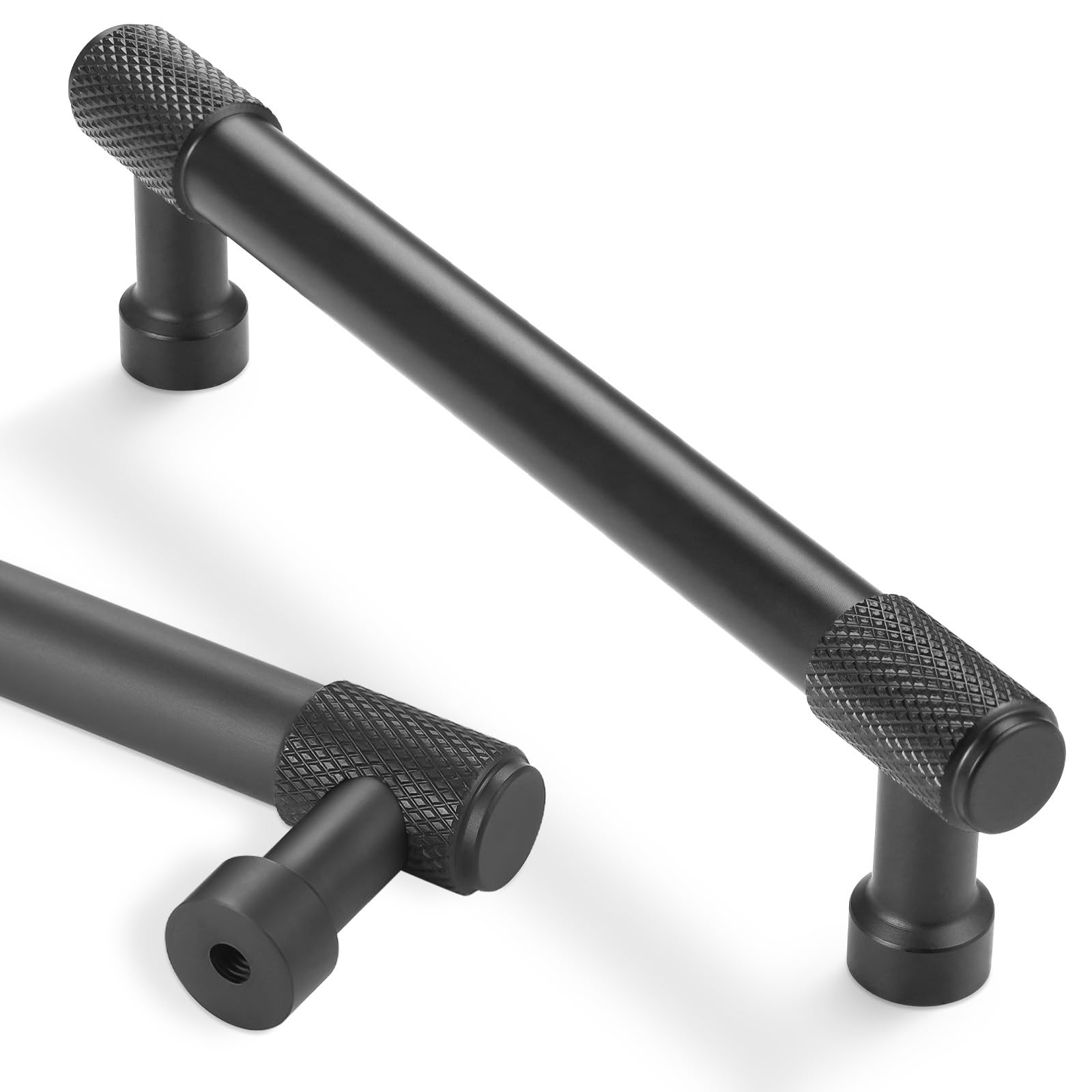 BUKOBYHE 10 Pack 5Inch Kitchen Cabinet Handles Matte Black Knurled ...