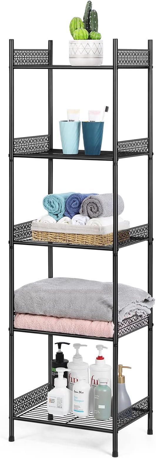Amazon.com: 5-Tier Bathroom Storage Shelf, Heavy Duty Wire Shelving ...