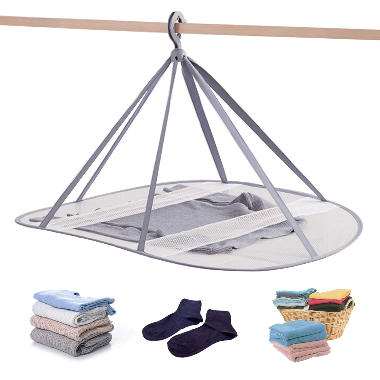 Amazon.com: WEISGJA 1 Tier Folding Mesh Clothes Drying Rack with ...