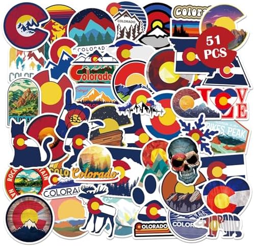 Amazon.com: 51Pcs Colorado Stickers Love State Flag Trendy Waterproof ...