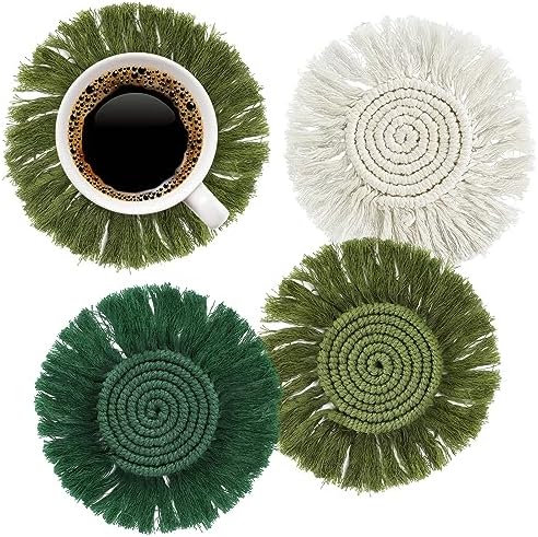 Amazon.com: Whaline 3Pcs Boho Macrame Coasters Set Handmade Braided ...