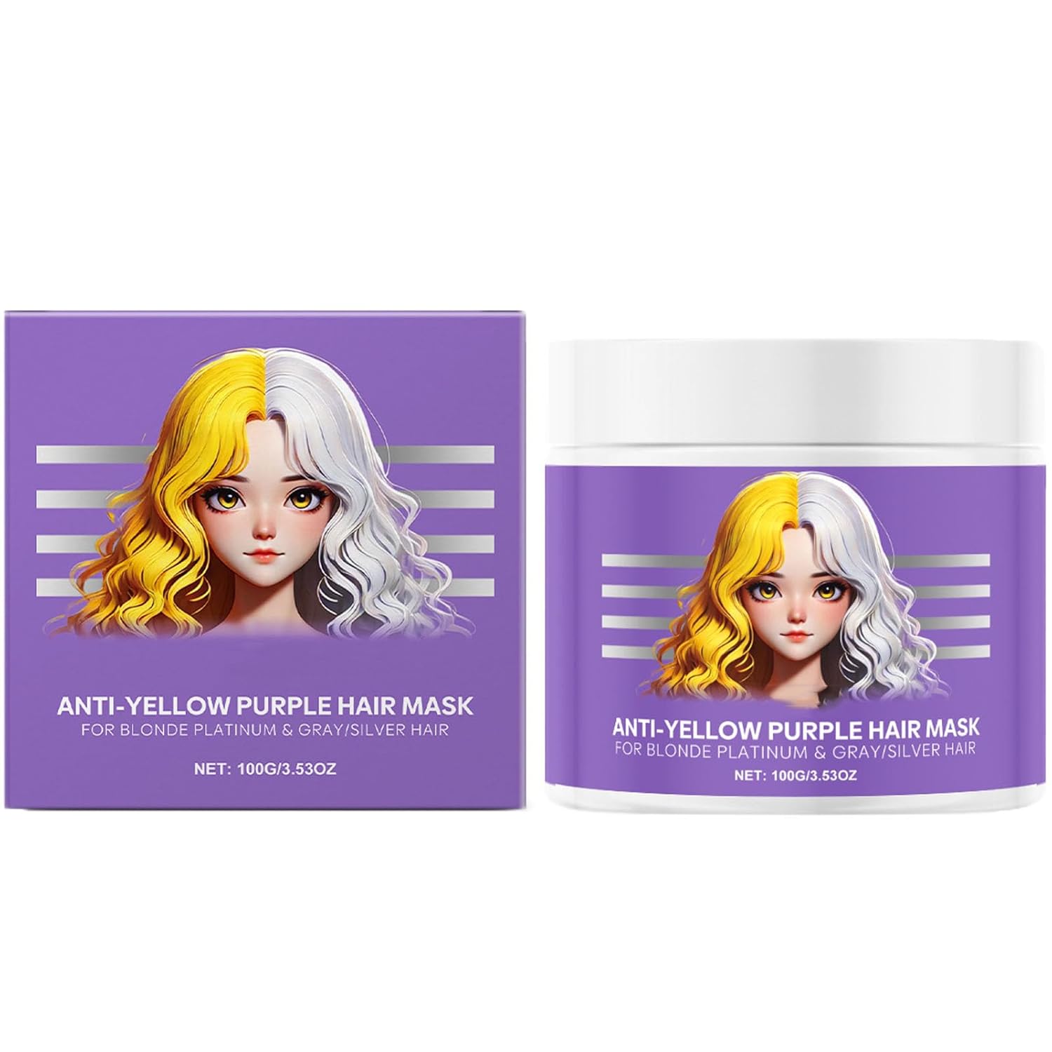 Amazon.com: Lunkun Anti-Yellowing Purple Hair Mask, Purple Moisturizing ...