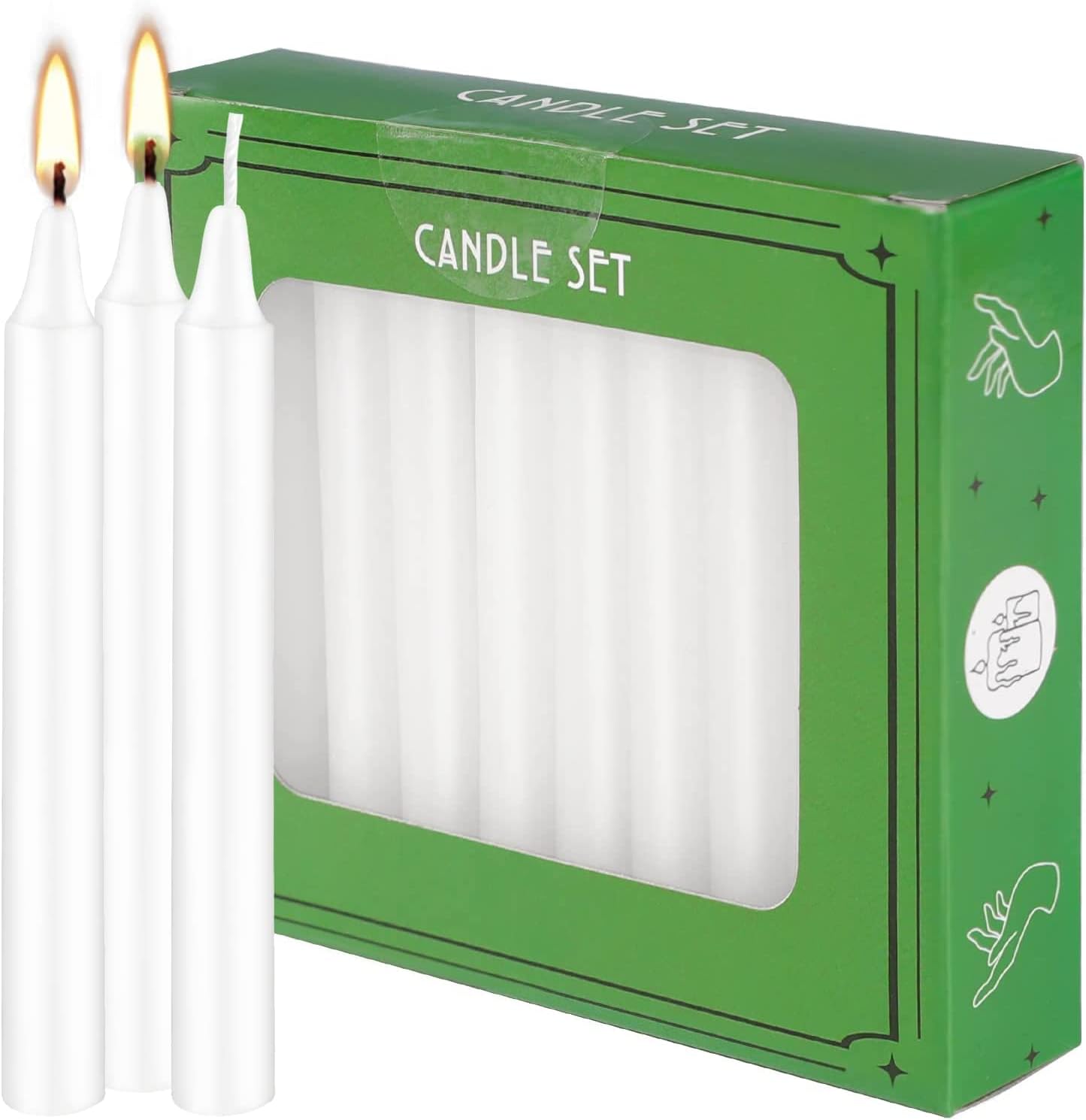 Amazon.com: White Taper Candle 20 Bulk, Unscented Dripless Chimes ...