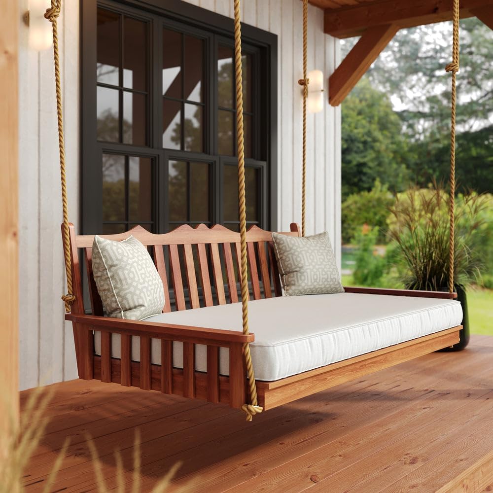Rask Wood Wooden Hanging Swing for Balcony & Living Room | 3-Seater ...