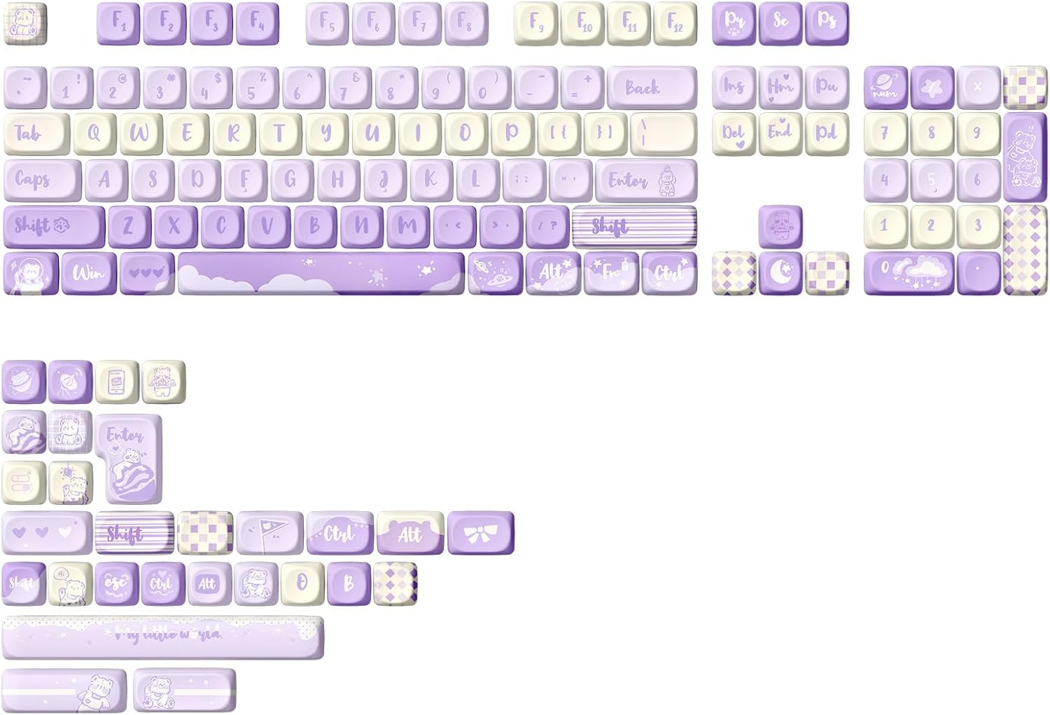 Amazon.com: YUNZII 132 Keys MOA Keycaps, Dye-Sublimation PBT Custom ...