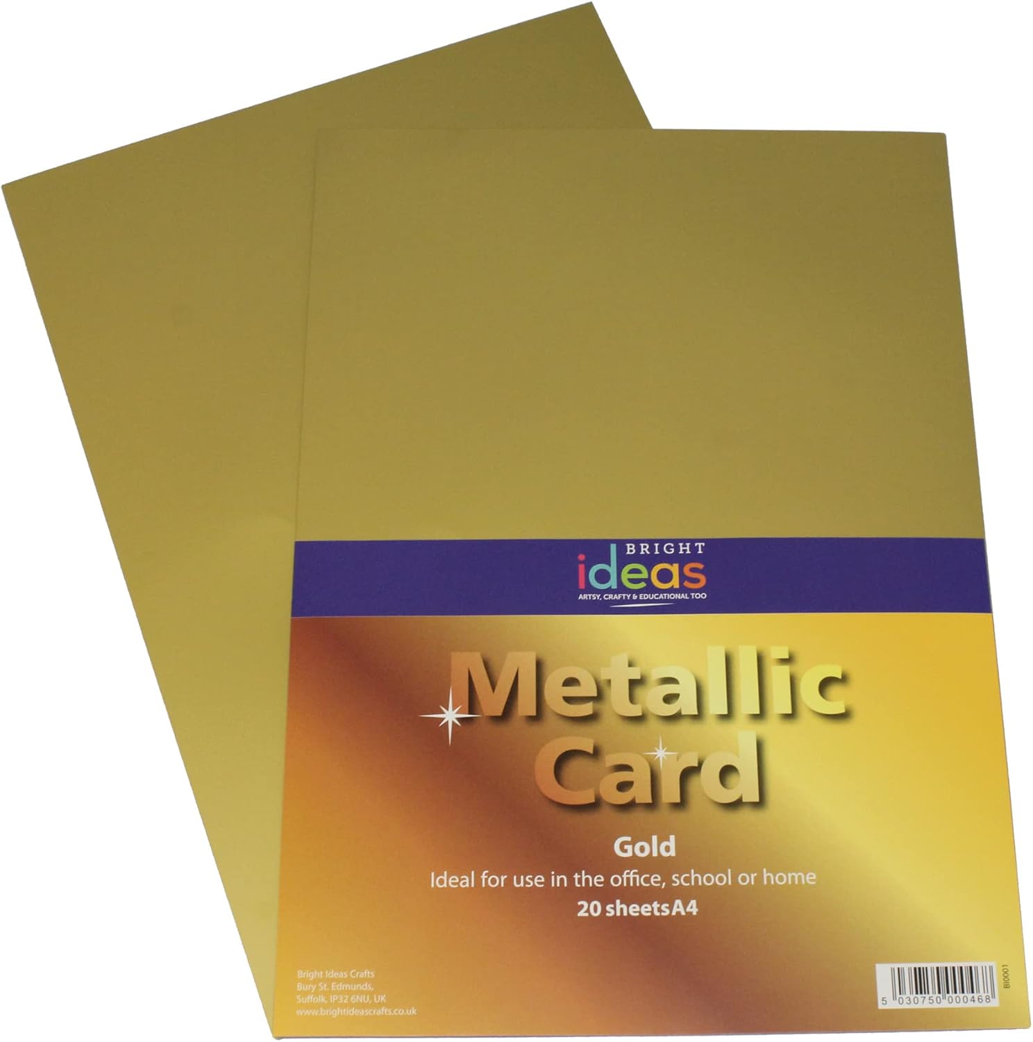 Bright Ideas Metallic Card - Gold. Sheet Size: A4. 29.7cm x 21cm, Pack ...