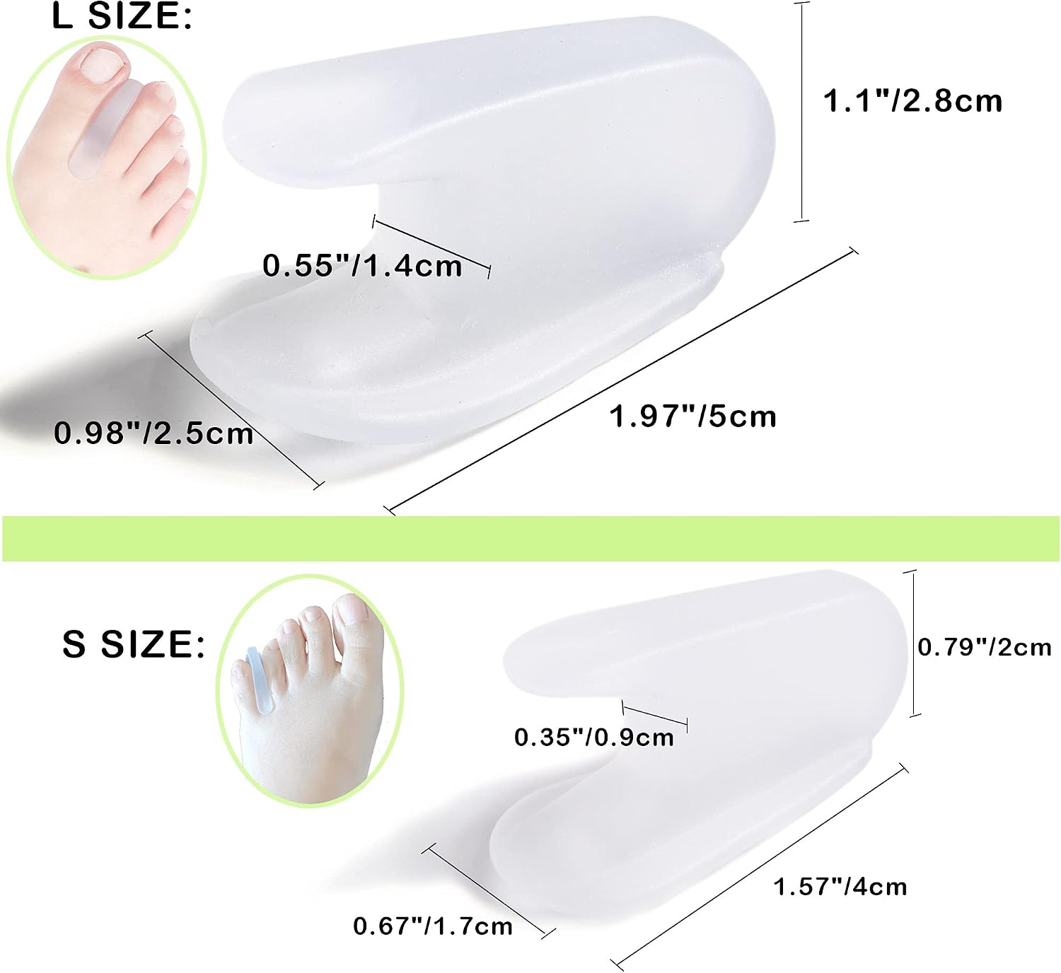 Flared Gel Toe Separators DYKOOK 8 Pieces Big Small Toe Spacers Toe ...