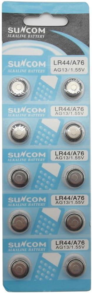 Amazon.com: SUNCOM (10 pcs AG13 Alkaline 1.5V Button Cell Battery ...