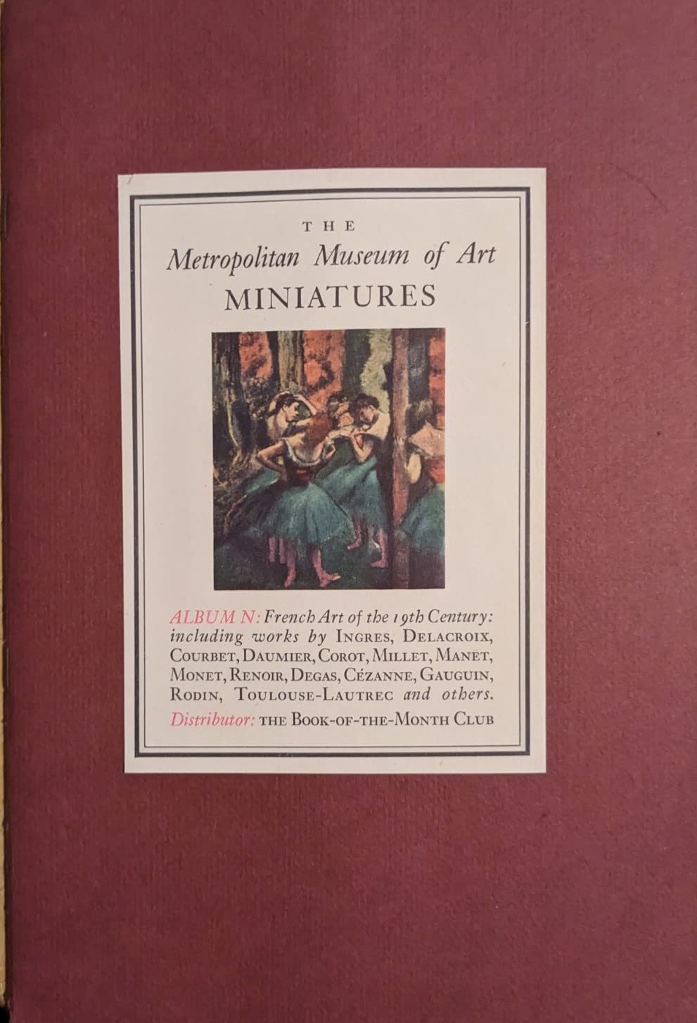 The Metropolitan Museum of Art: Miniatures (The Book-of-the Month Club ...