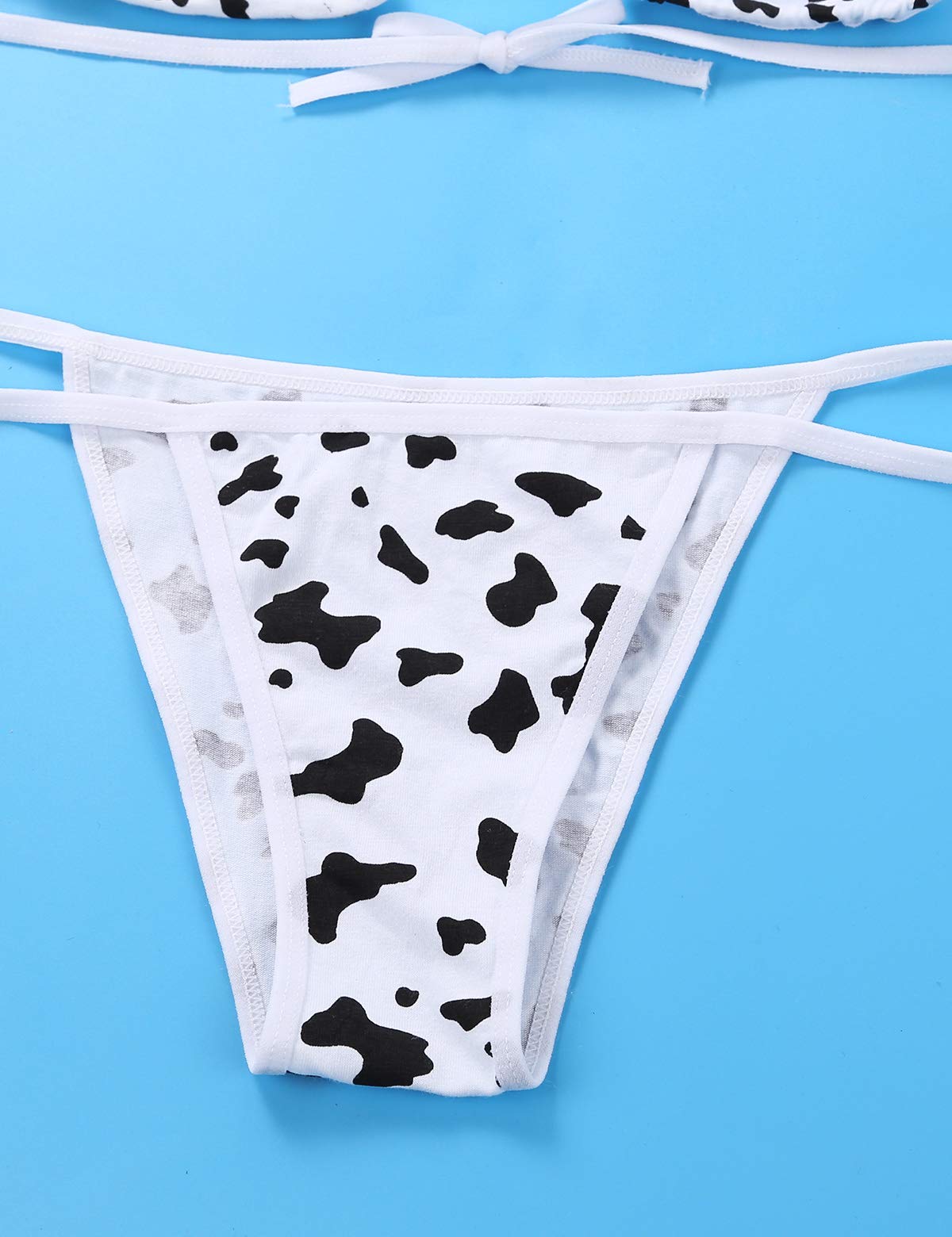 Buy Oyolan Woman's Anime Cosplay Lingerie Set Stripped Cow Micro Bra ...