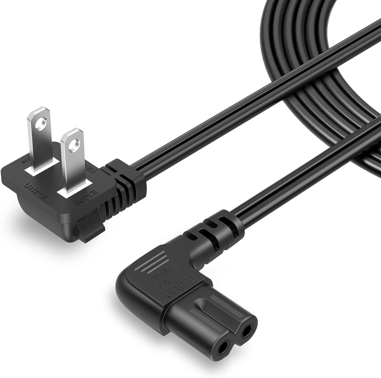 CableCreation Power Cord 18 AWG Angled 2-Slot Non-Polarized Computer ...