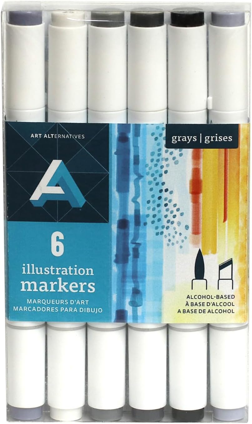 Amazon.com: Art Alternatives Illustration Marker, 6-Marker Set, Gray Tones