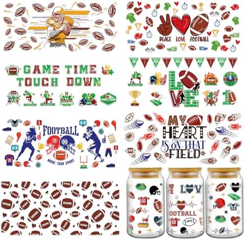 Amazon.com: Rngmsi UV DTF Cup Wraps for 16 oz - 8 Sheets Football UV ...