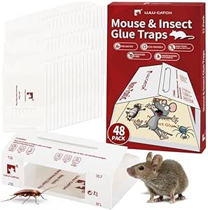 Amazon.com : LULUCATCH Sticky Mouse Traps, 48 Pack Pre-baited Glue ...