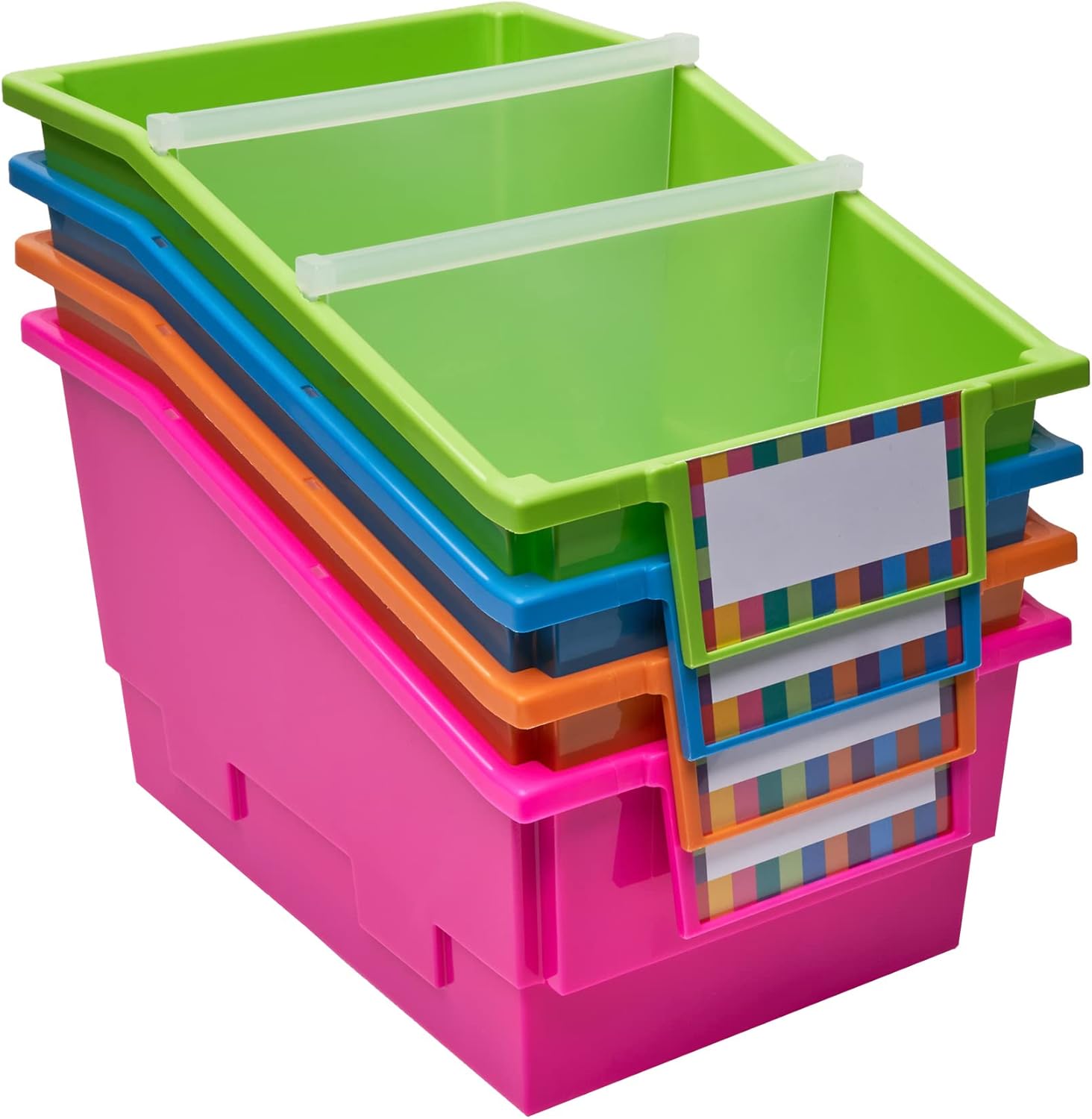 Really Good Stuff Chapter Book Library Bins with Dividers, 8¾" x 13½" x ...