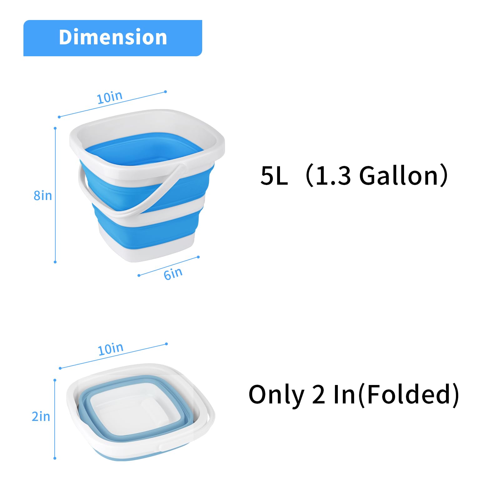 Snapklik.com : 2 Pack Collapsible Buckets 5L 1.3Gallon Small Cleaning ...