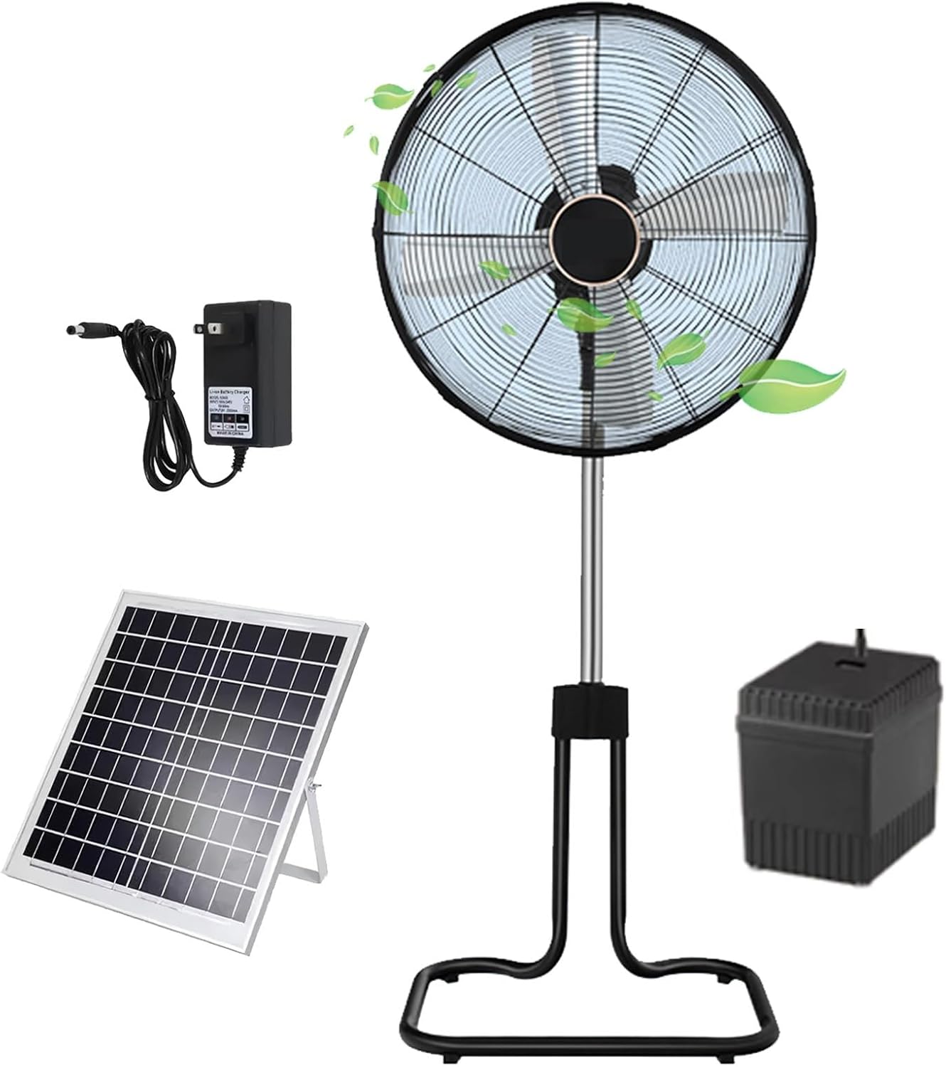 Amazon.com: Solar Fan DC Motor Quiet Pedestal Fan Oscillating Fan Solar ...