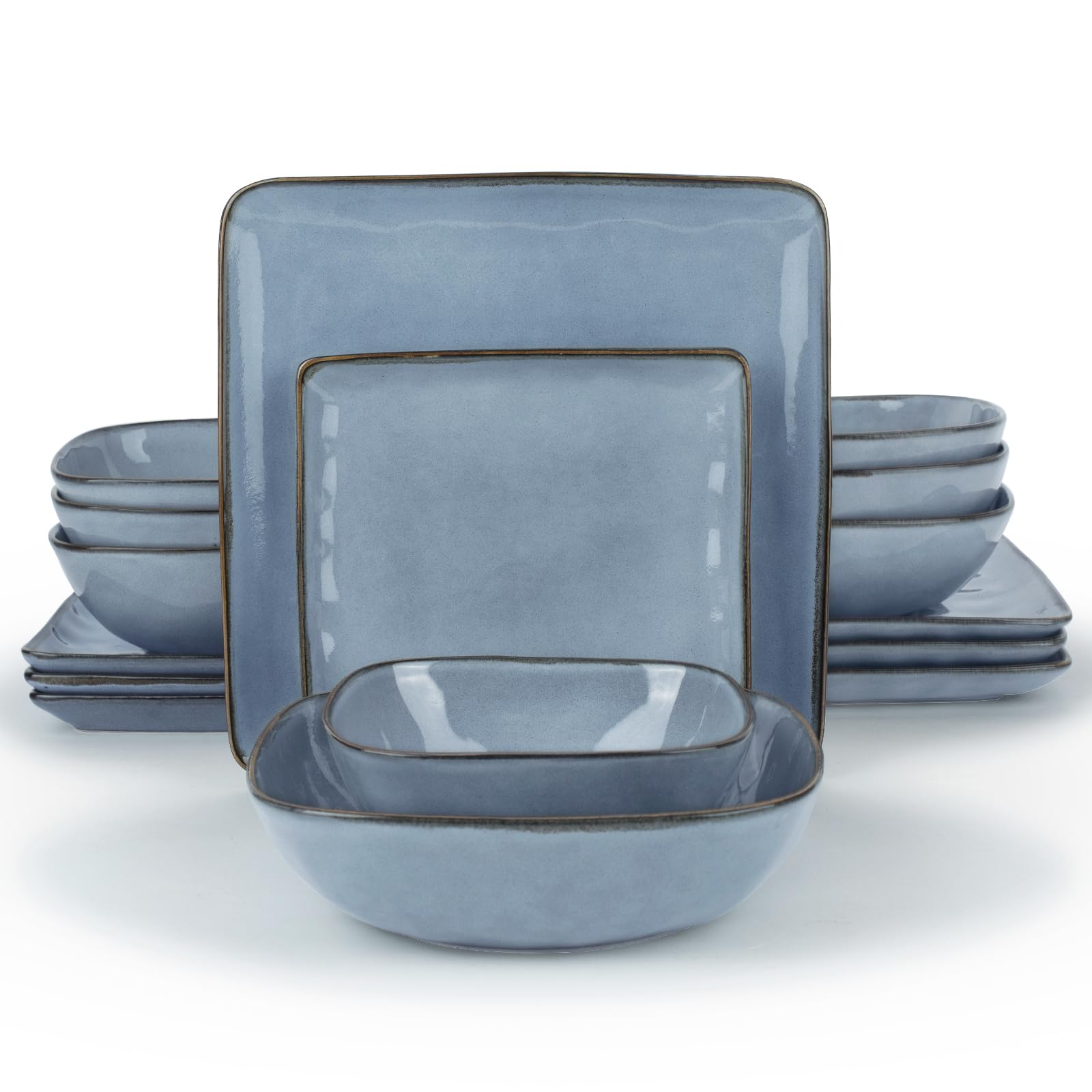 Amazon.com | Famiware Ocean Square Plates and Bowls Sets for Kitchen ...