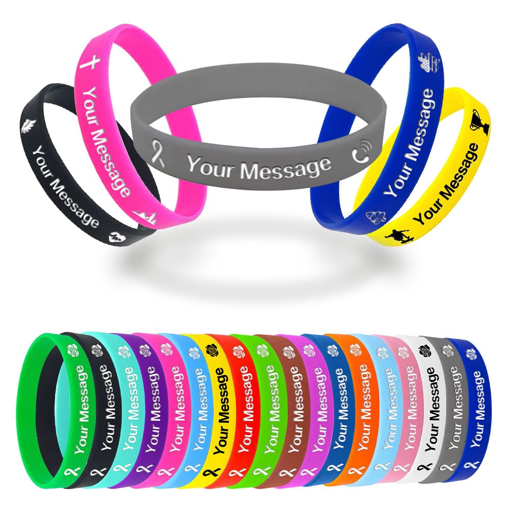 Amazon.com : 1-10000 Pcs Custom Silicone Wristbands Bulk with Text,Logo ...