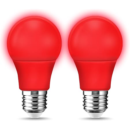 LED Red Light Bulbs, A19 E26 Base Red Color Light Bulb, 9W(60W ...