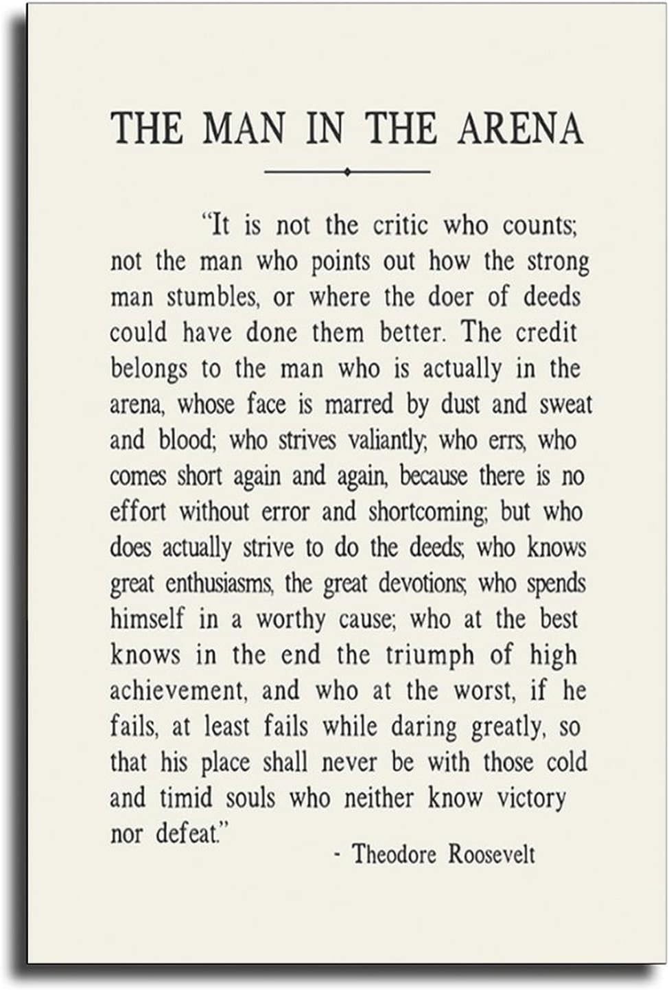 Amazon.com: The Man In The Arena Metal Print, Theodore Roosevelt Quote ...