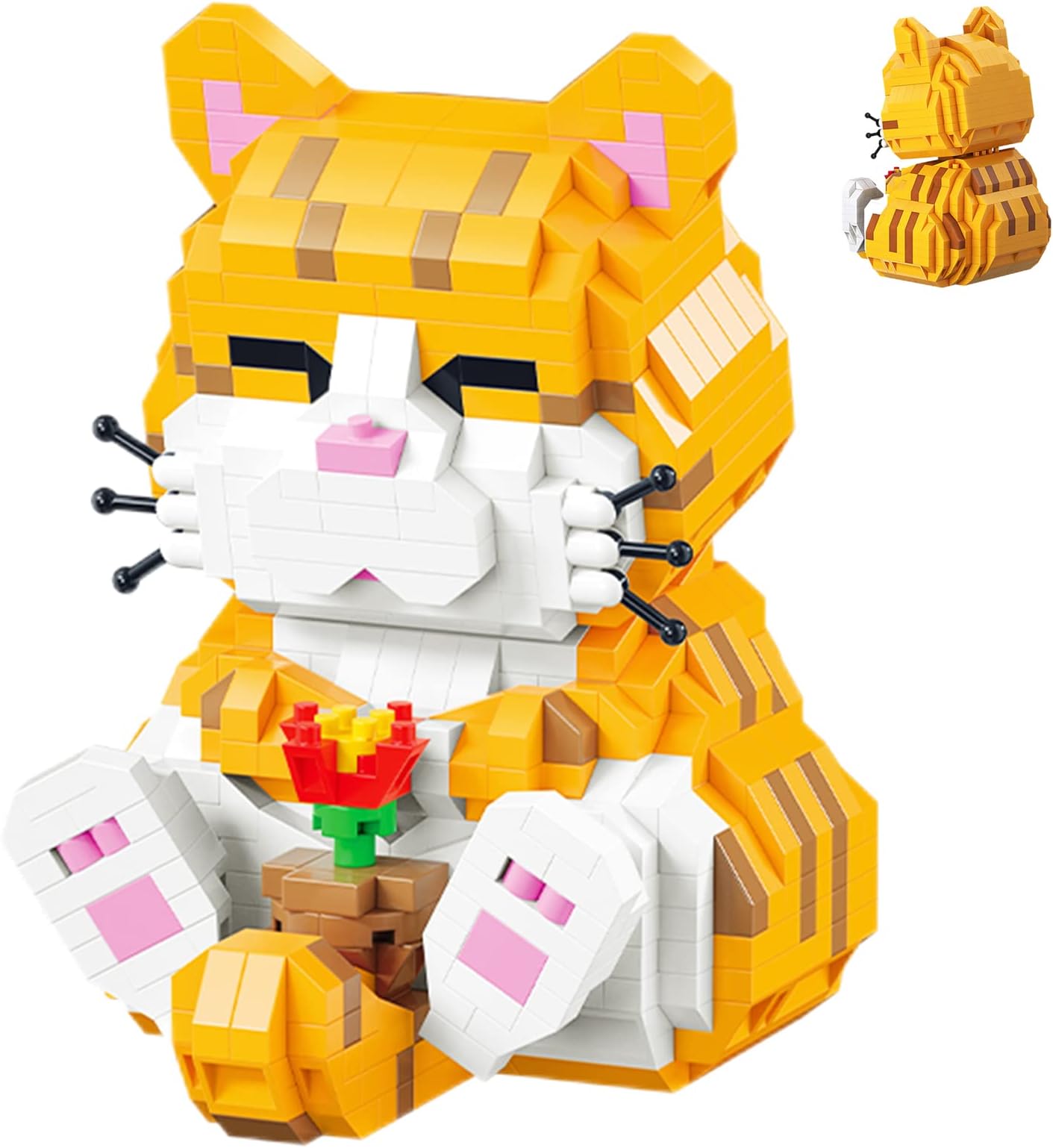 Amazon.com: Myweyde Orange Cat Building Blocks, Micro Building Sets for ...