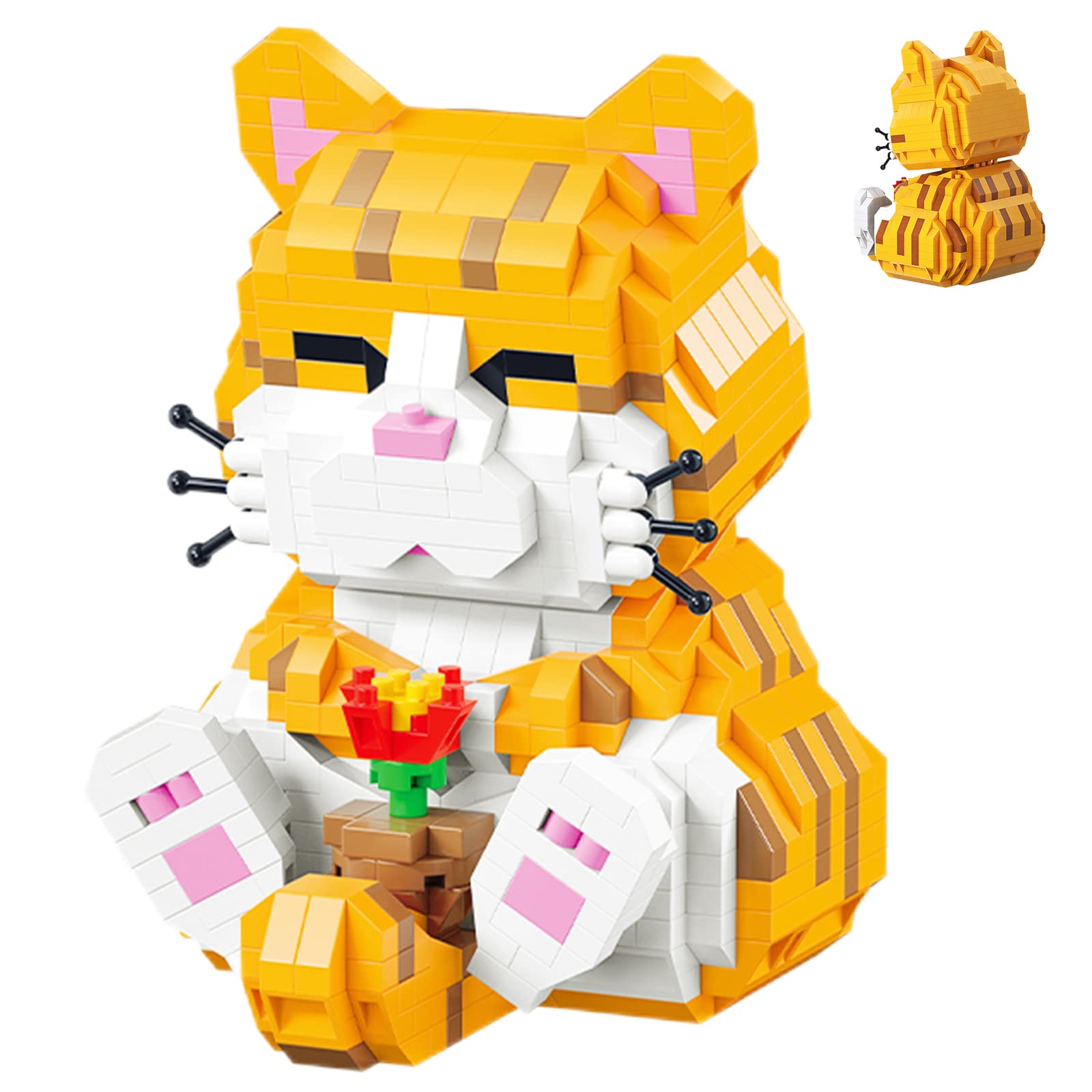 Amazon.com: Myweyde Orange Cat Building Blocks, Micro Building Blocks ...
