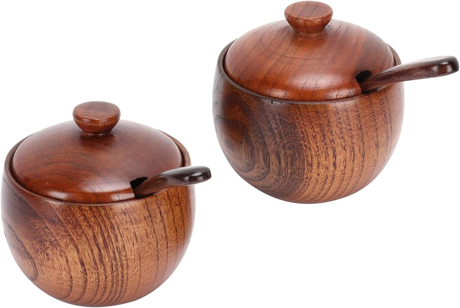Amazon.com: 2Pcs Salt Box Spice Jar Wood Salt Cellar Box Storage Jar ...