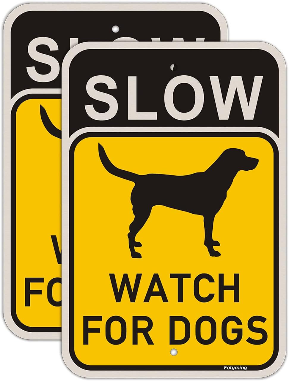 Amazon.com : 2 Pack Slow Watch For Dogs Sign 18 x 12 Inches Slow Down ...