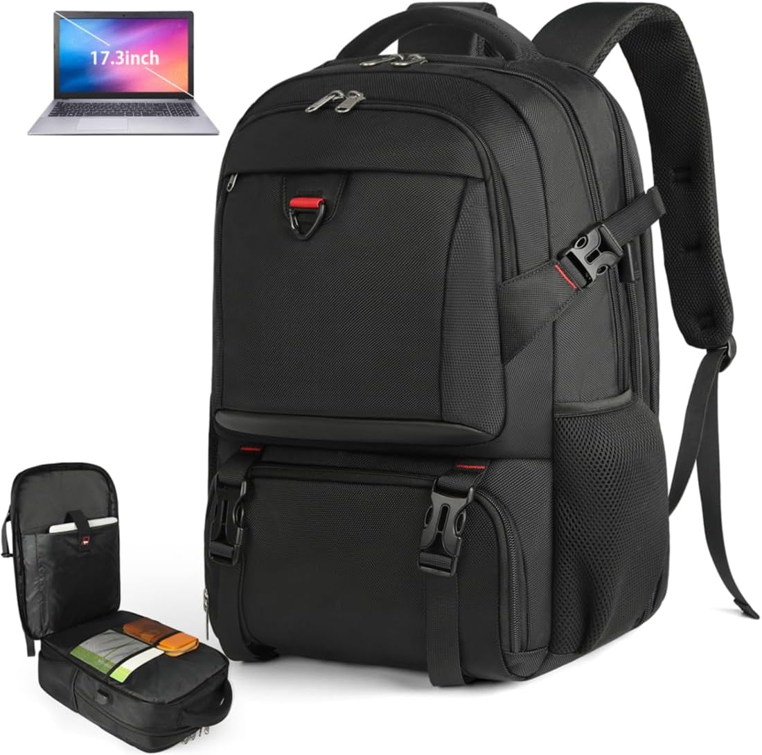 FENRUIEN Laptop Rucksack 26L Wasserdicht Schulrucksack Schwarz mit USB ...