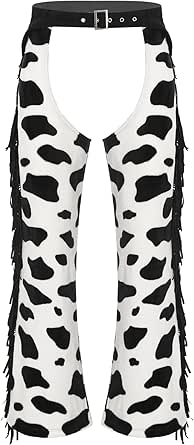 Amazon.com: Hedmy Unisex Mens Womens Cow Spot Chaps Pants Flannel ...