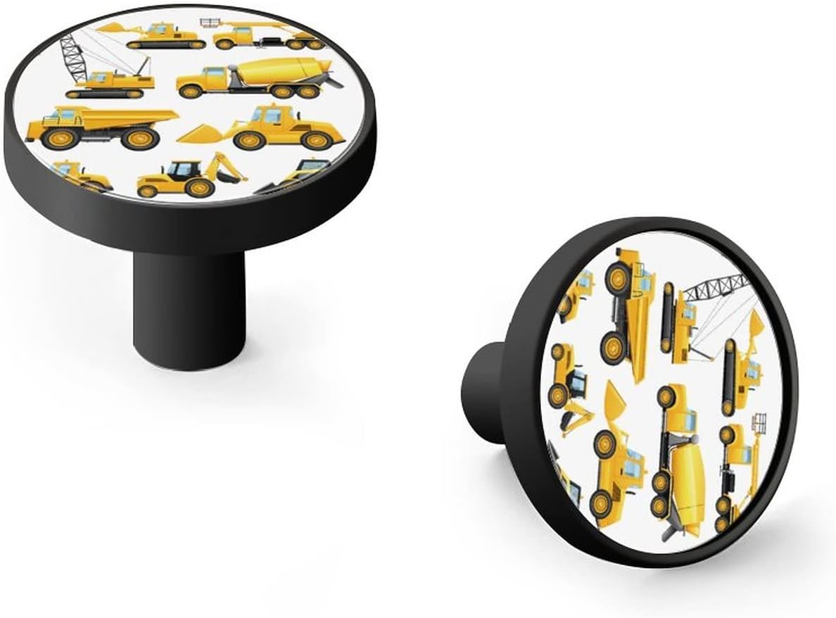 AAMPEAR 4 Pack Unique Round Cabinet Knobs Zinc Alloy, Trucks Crane and ...