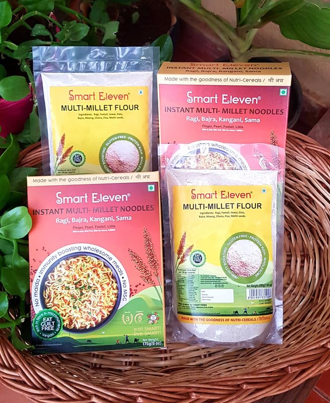 SMART ELEVEN (Pack of 4) Instant Multi Millet Noodles + Gluten-free ...