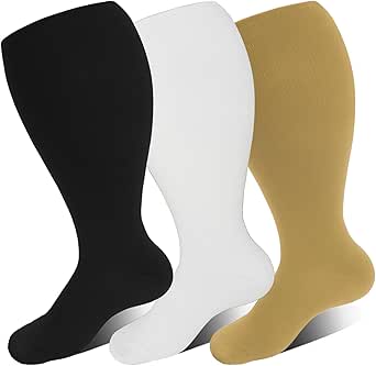 Amazon.com: YIZAO Plus Size Compression Socks for Women Men 20-30 mmHg ...