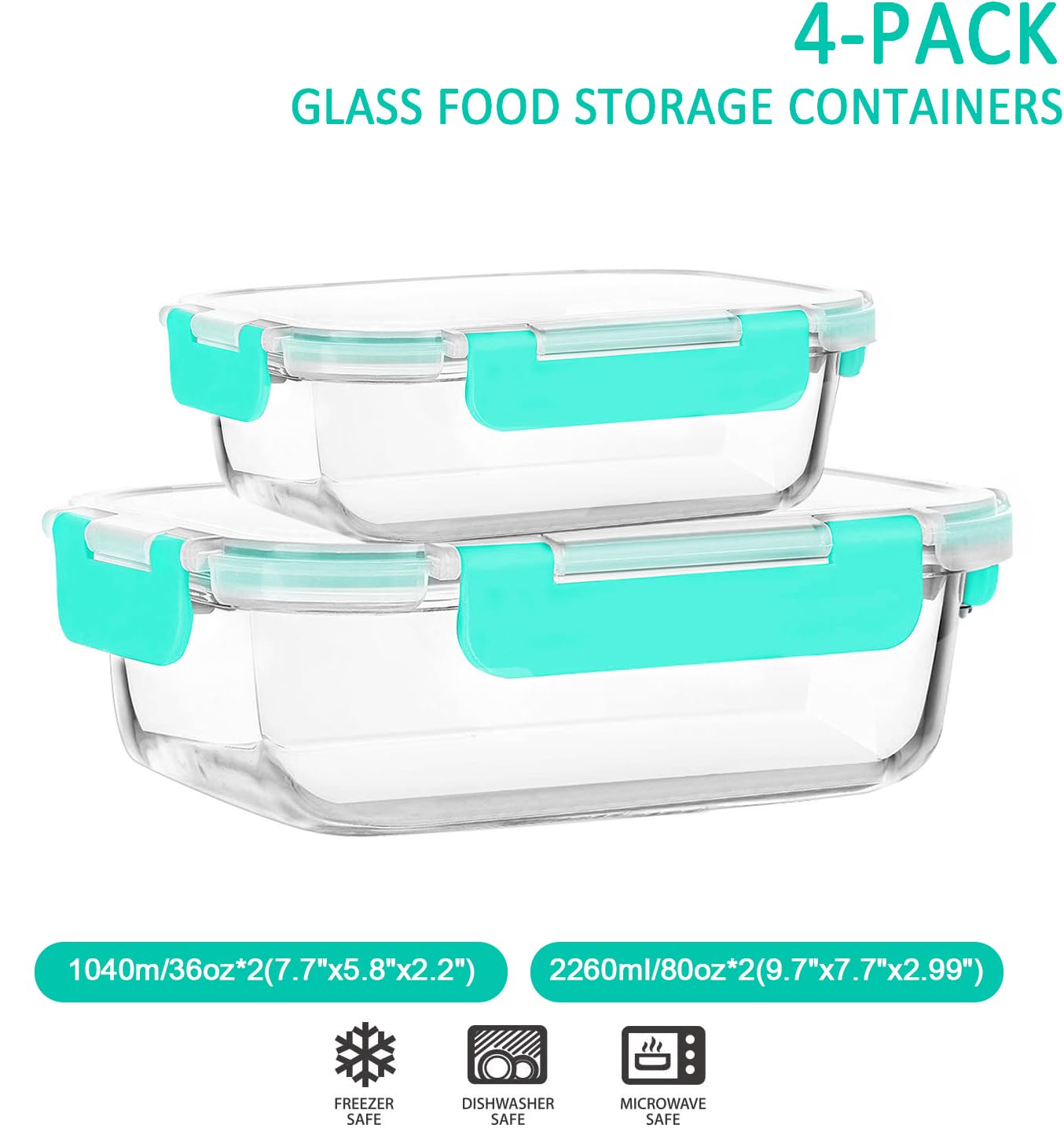 Snapklik.com : 80 Oz & 36 ozExtra Large Glass Food Storage/Baking ...
