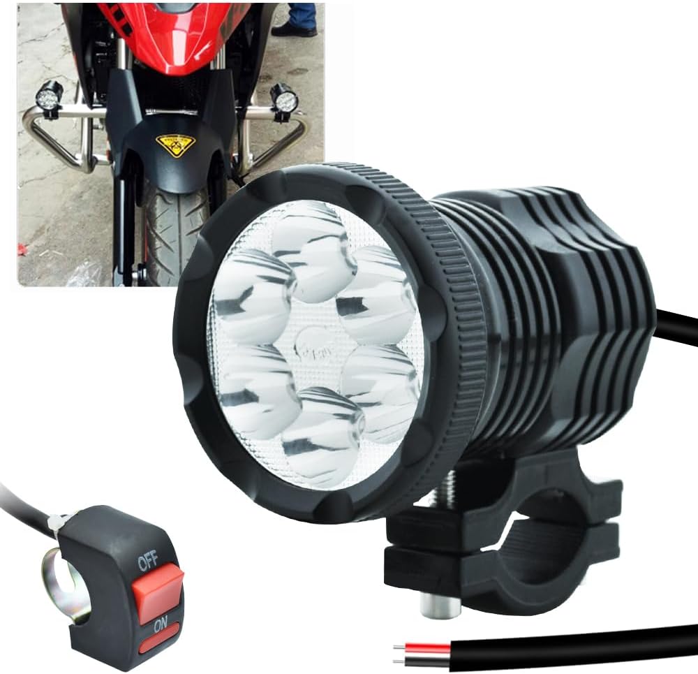 Motorcycle Driving Lights DC9-85V 3000LM Super Bright 6 SMD Chips Sport ...