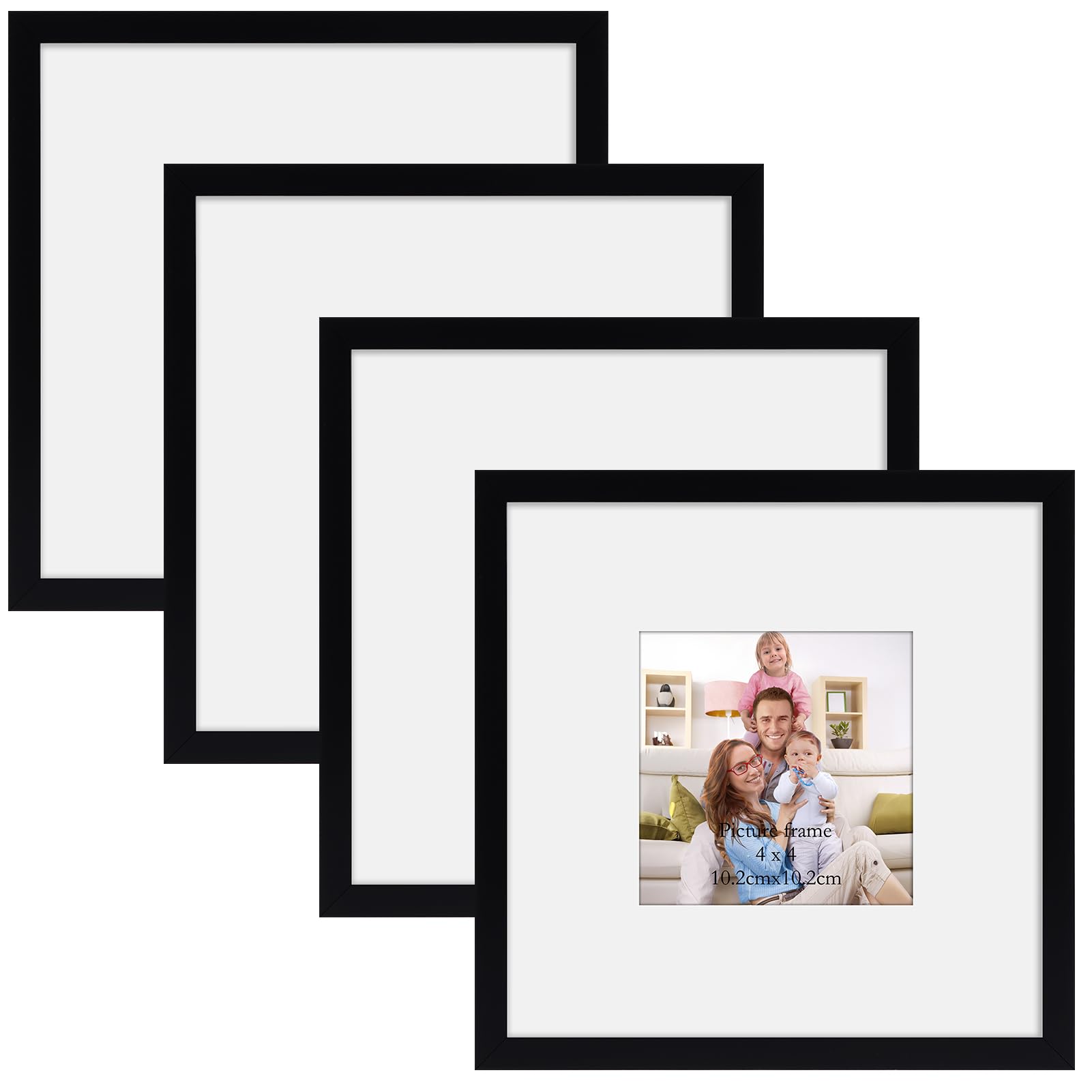 Amazon.com - Giftgarden Black 8x8 Picture Frame Set of 4, Matted to 4x4 ...