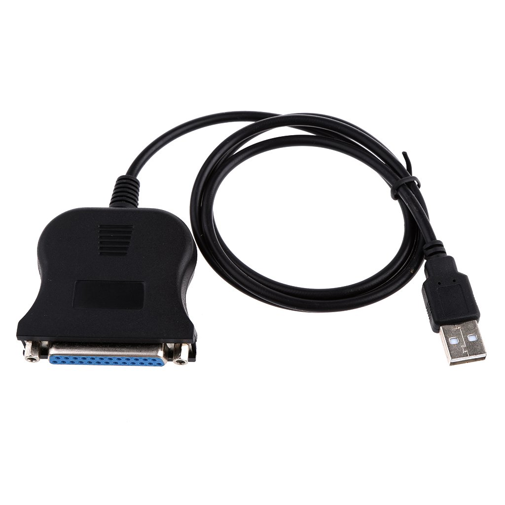 COMBR Black Cable USB to 25 pin Parallel Printer Cable Adapter ...