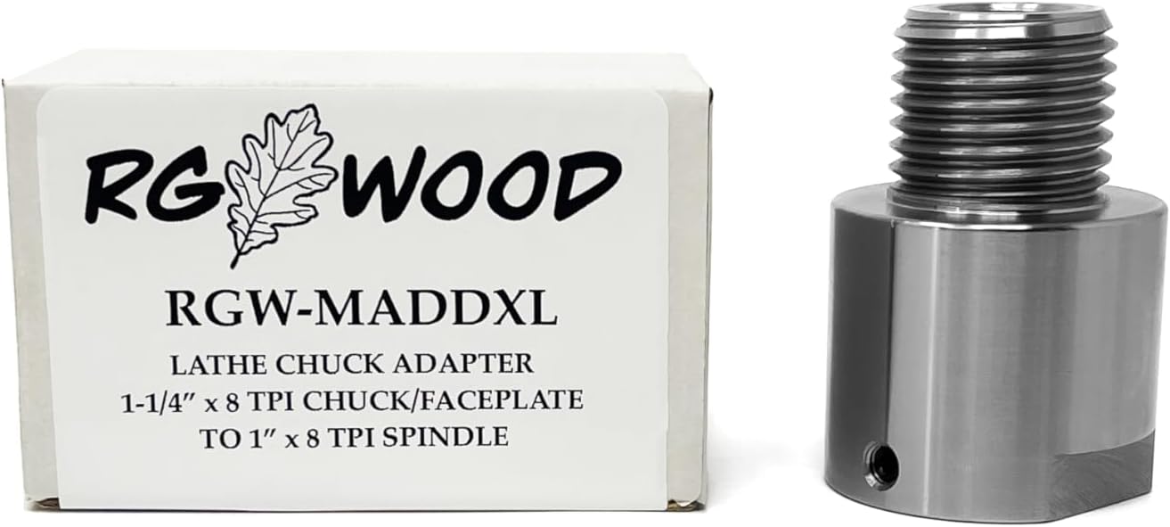RGWOOD Lathe Chuck Adapter: 1" x 8tpi Spindle to 1-1/4" x 8tpi ...
