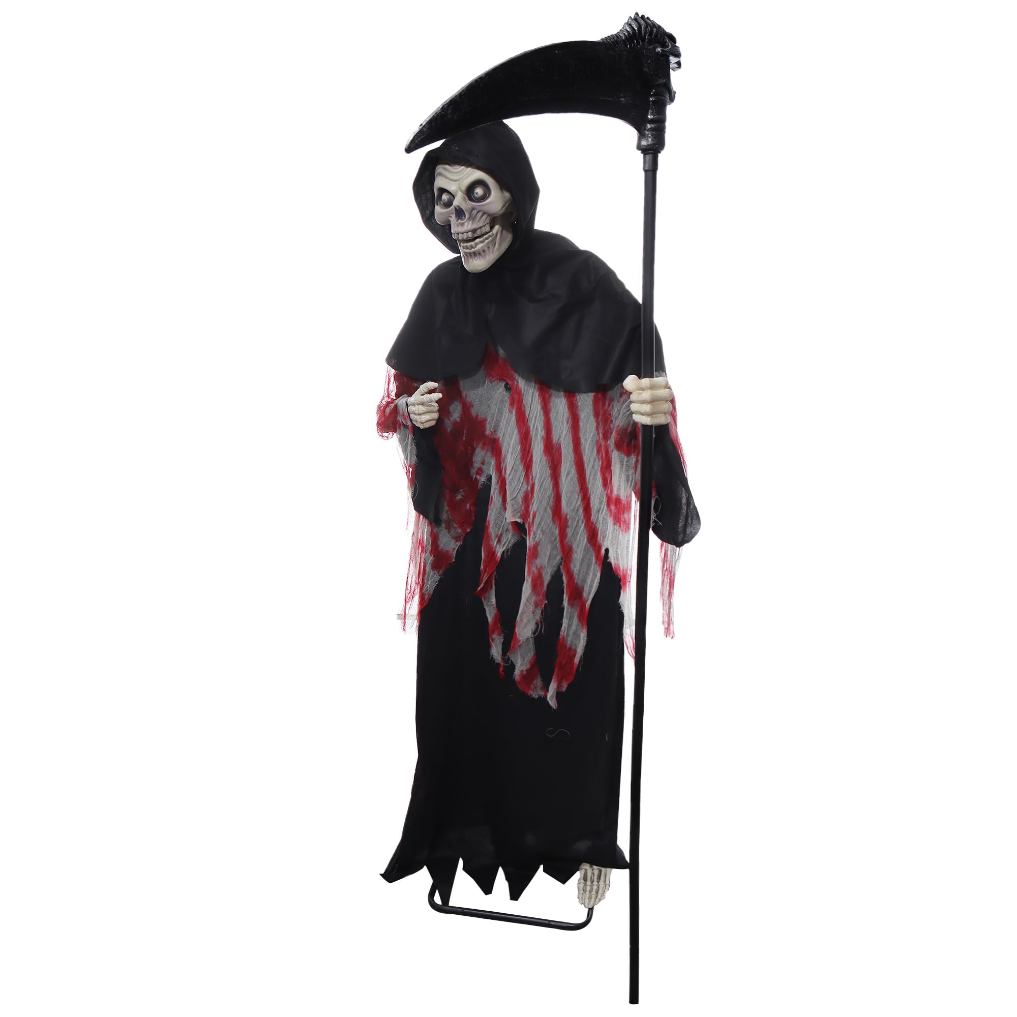Vmonke 6FT Skeleton Reaper Talking Scare Prop Animatronic for Indoor or ...