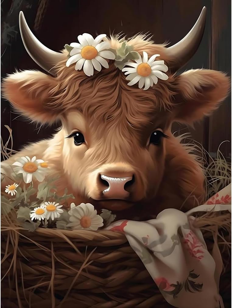 Amazon.com: Pretyps Diamond Art Kits for Adults - Cow Diamond Painting ...
