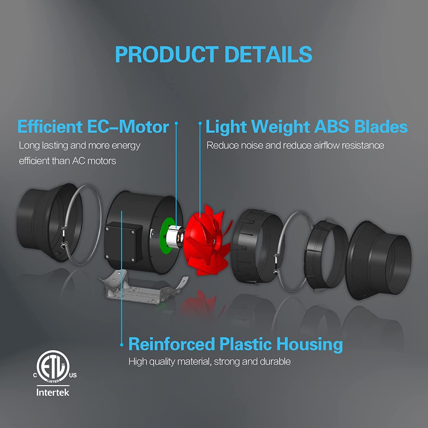 Snapklik.com : iPower Smart Ventilation Inline Fan 6 Inch